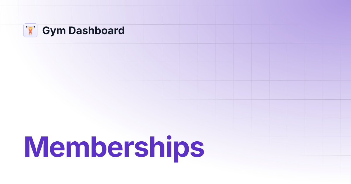 Memberships | Gym Dashboard